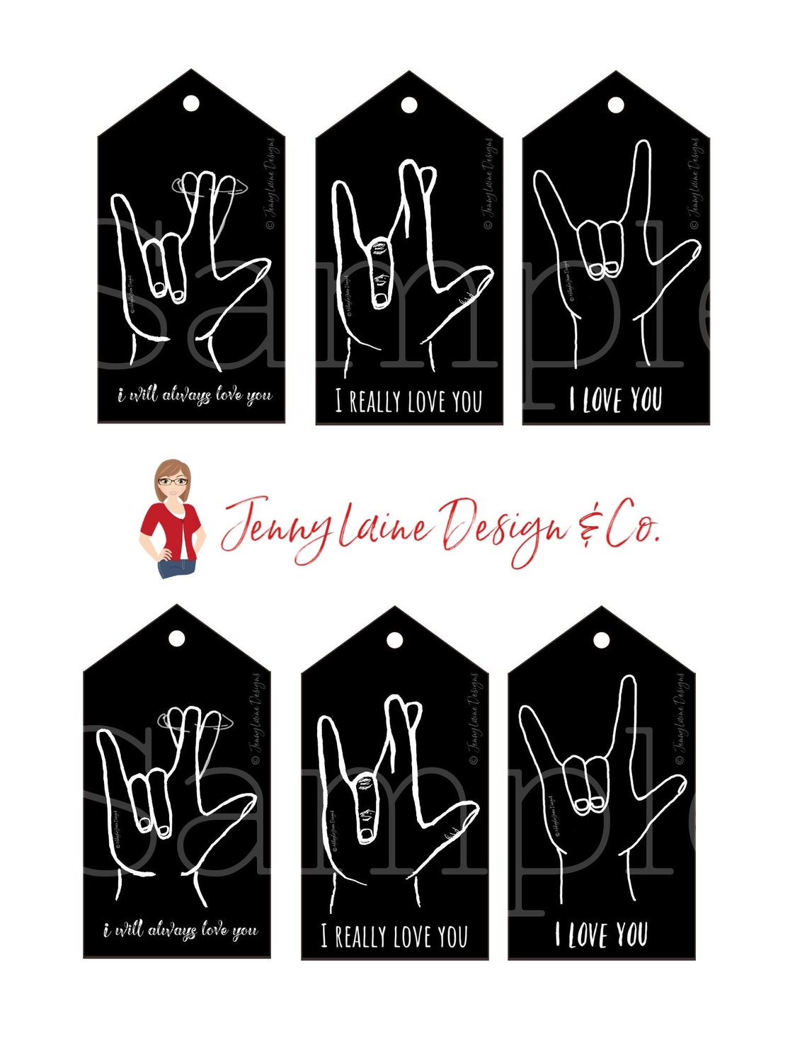 Bundle ASL Gift Tags I Will Always Love You I Really Love You I Love ...