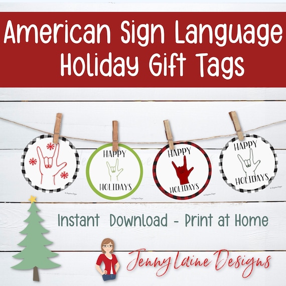 Christmas ASL Holiday Gift Tag American Sign Language Gift | Etsy