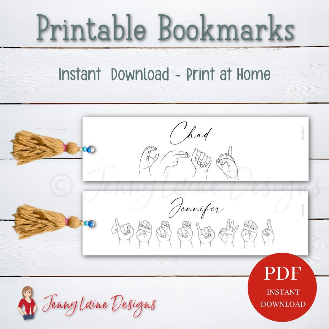 ASL Bookmark Personalized | Sign Language Name Bookmark | ASL Gifts ...