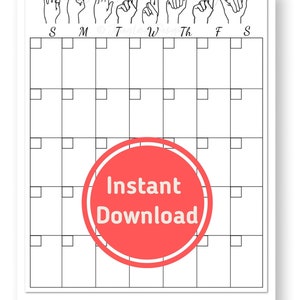 ASL Calendar | Fingerspelled Monthly Calendar | Instant Download ...