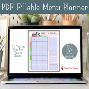 Editable Menu Planner Printable Menu Planner PDF Vintage Pennant ...