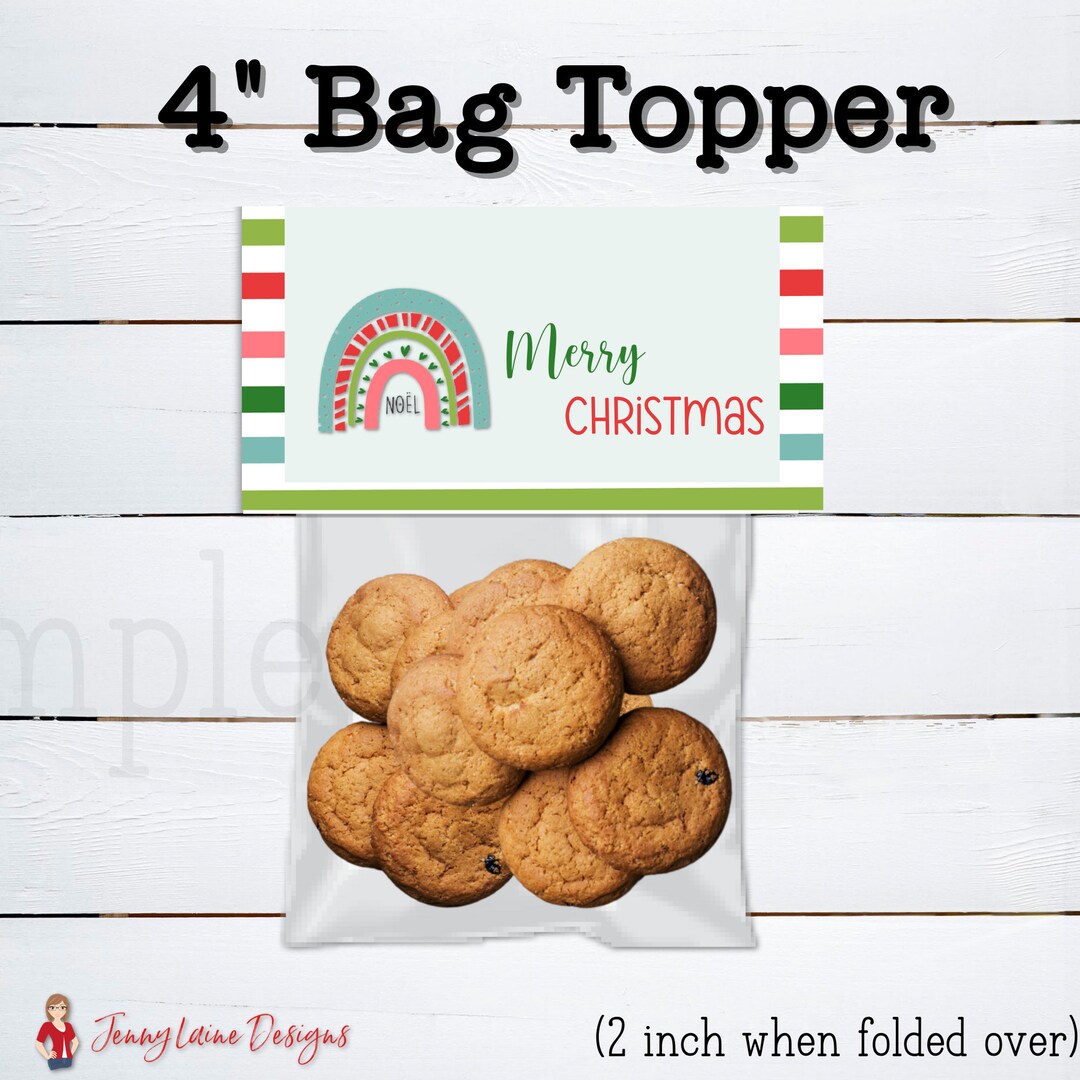Cookie Bag Topper Christmas Treat Topper Rainbow Goody Bag Topper for ...