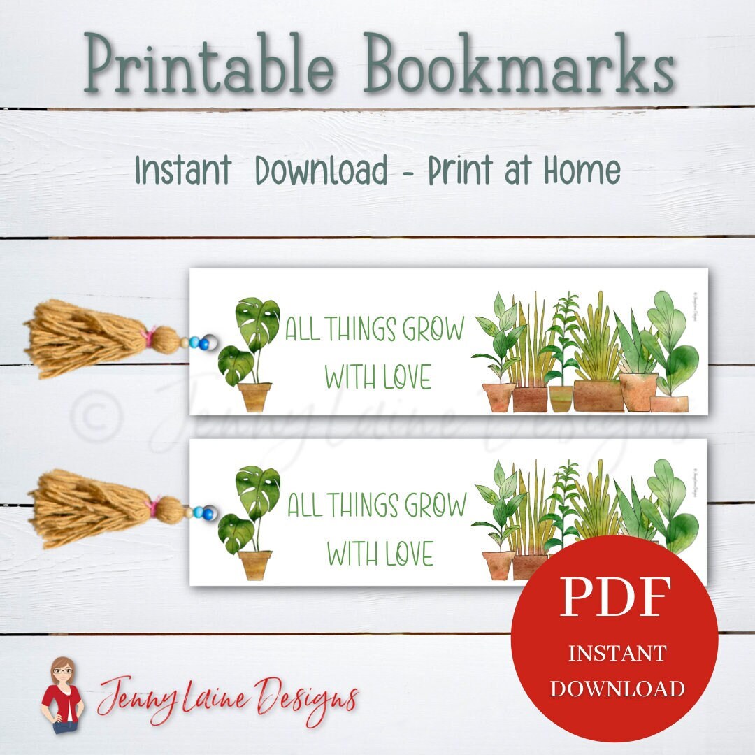 All Things Grow With Love Bookmark | Plant Bookmark | Tropical Plant ...
