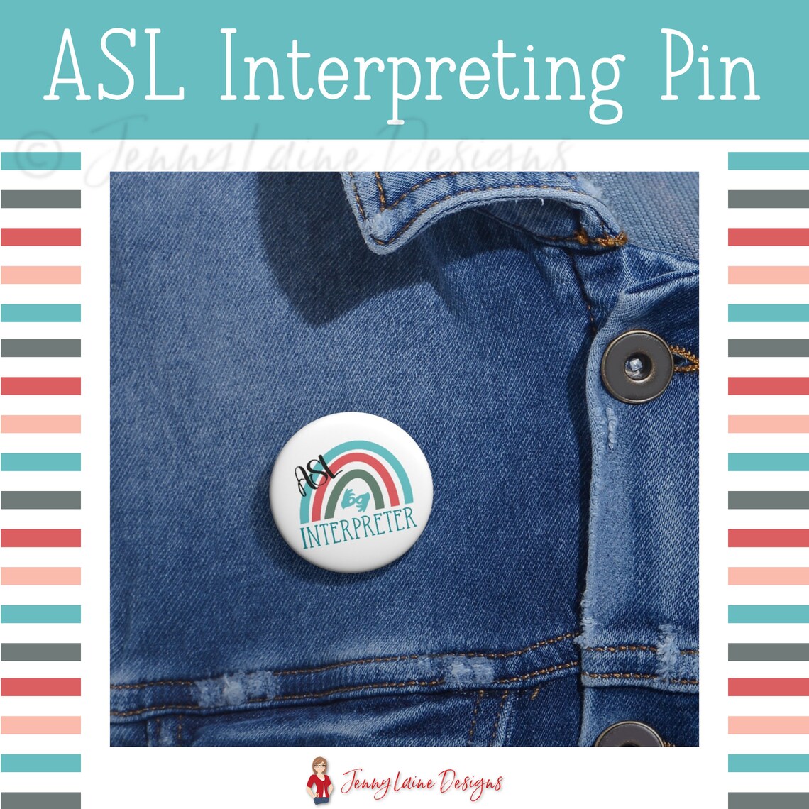 ASL Interpreter Rainbow Pin - Etsy