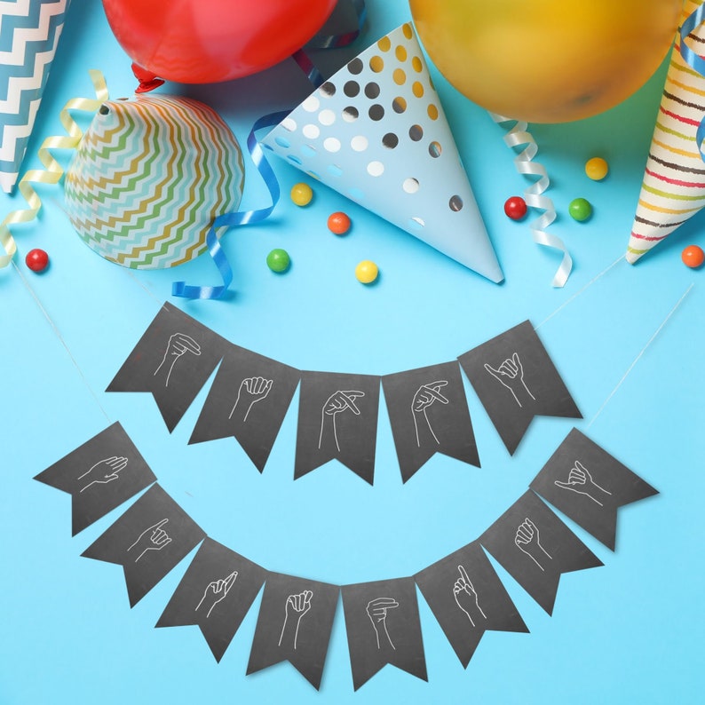 ASL Happy Birthday Pennant ASL Birthday Banner American Sign Language ...
