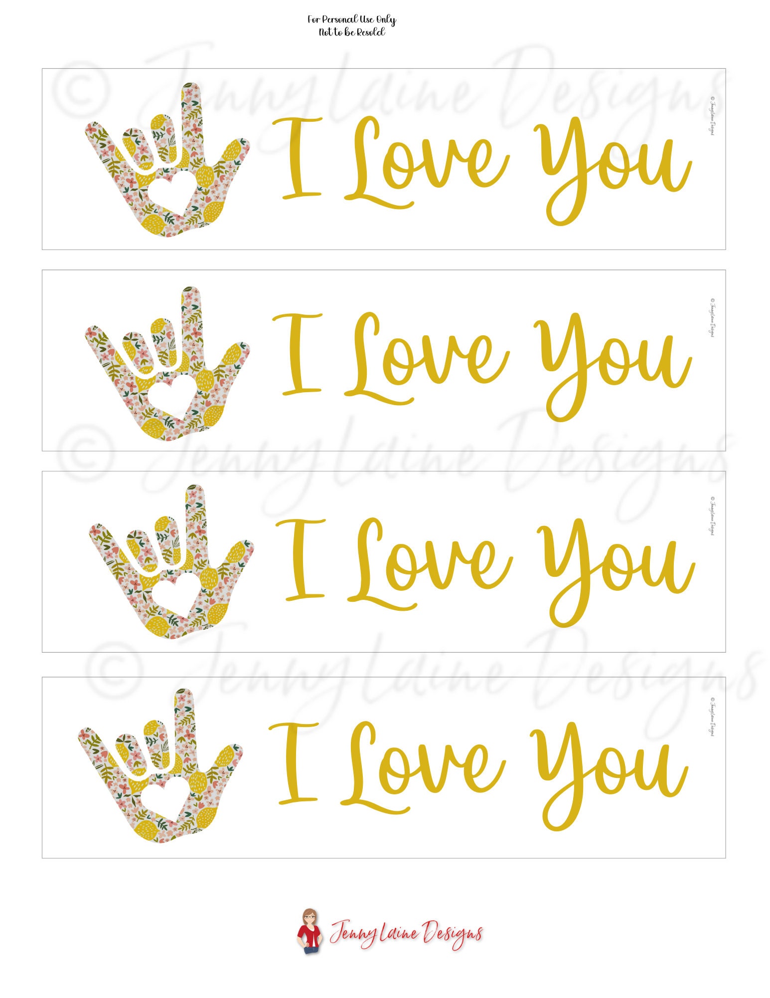 ASL Bookmark | Yellow Spring Sign Language Bookmark | ASL Gifts | Sign ...