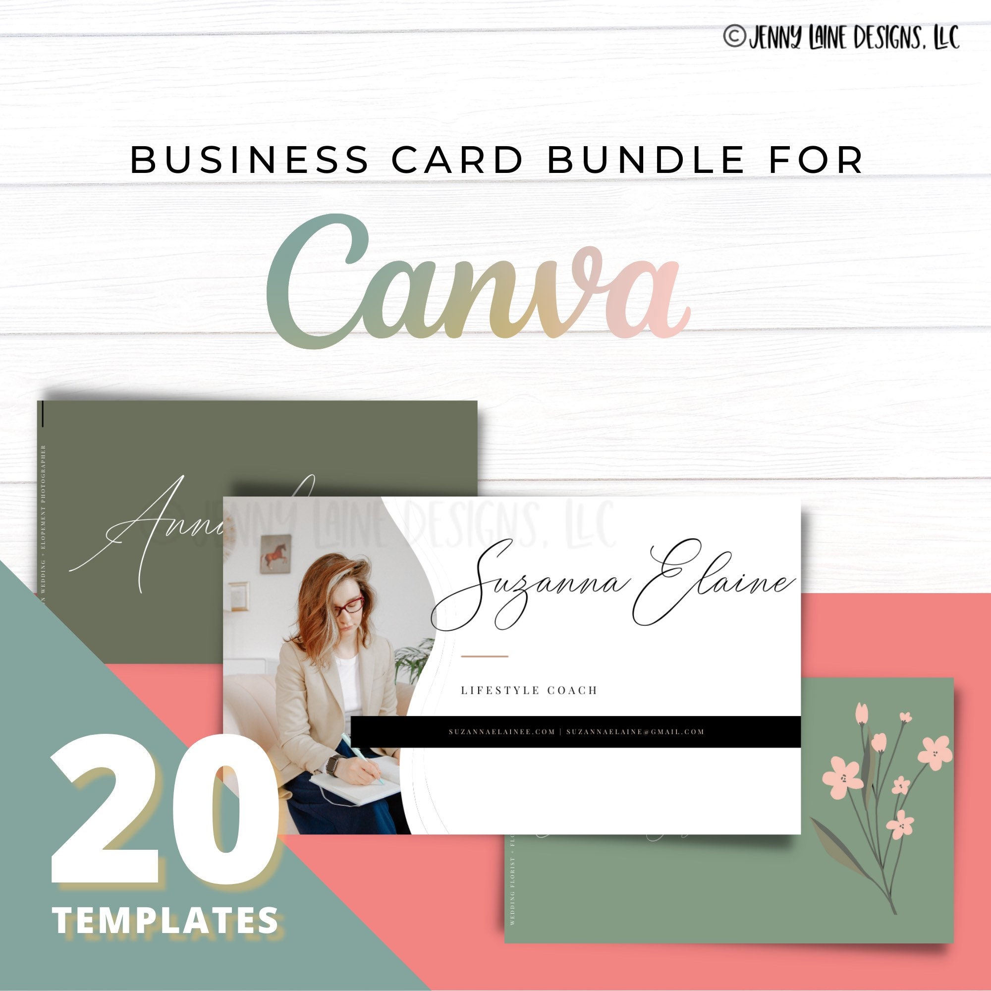 Business Card Template, Virtual Assistant Business Card, Canva Florist ...