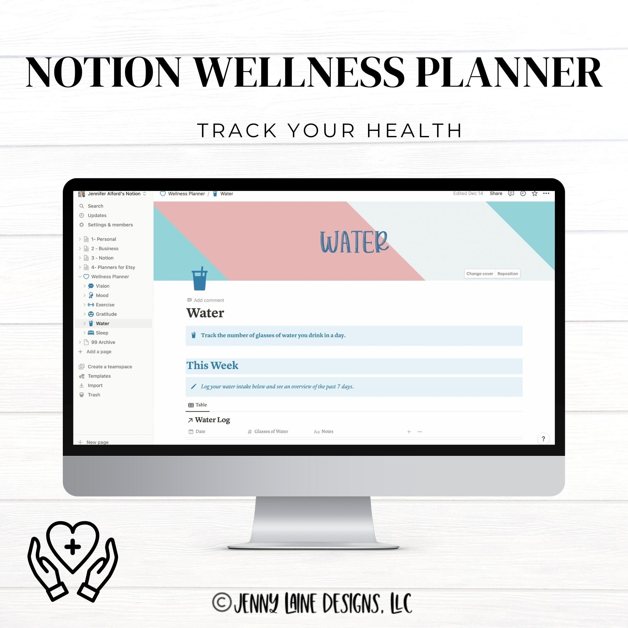 Notion Template Wellness Planner, Health Tracker Planner, Notion ...