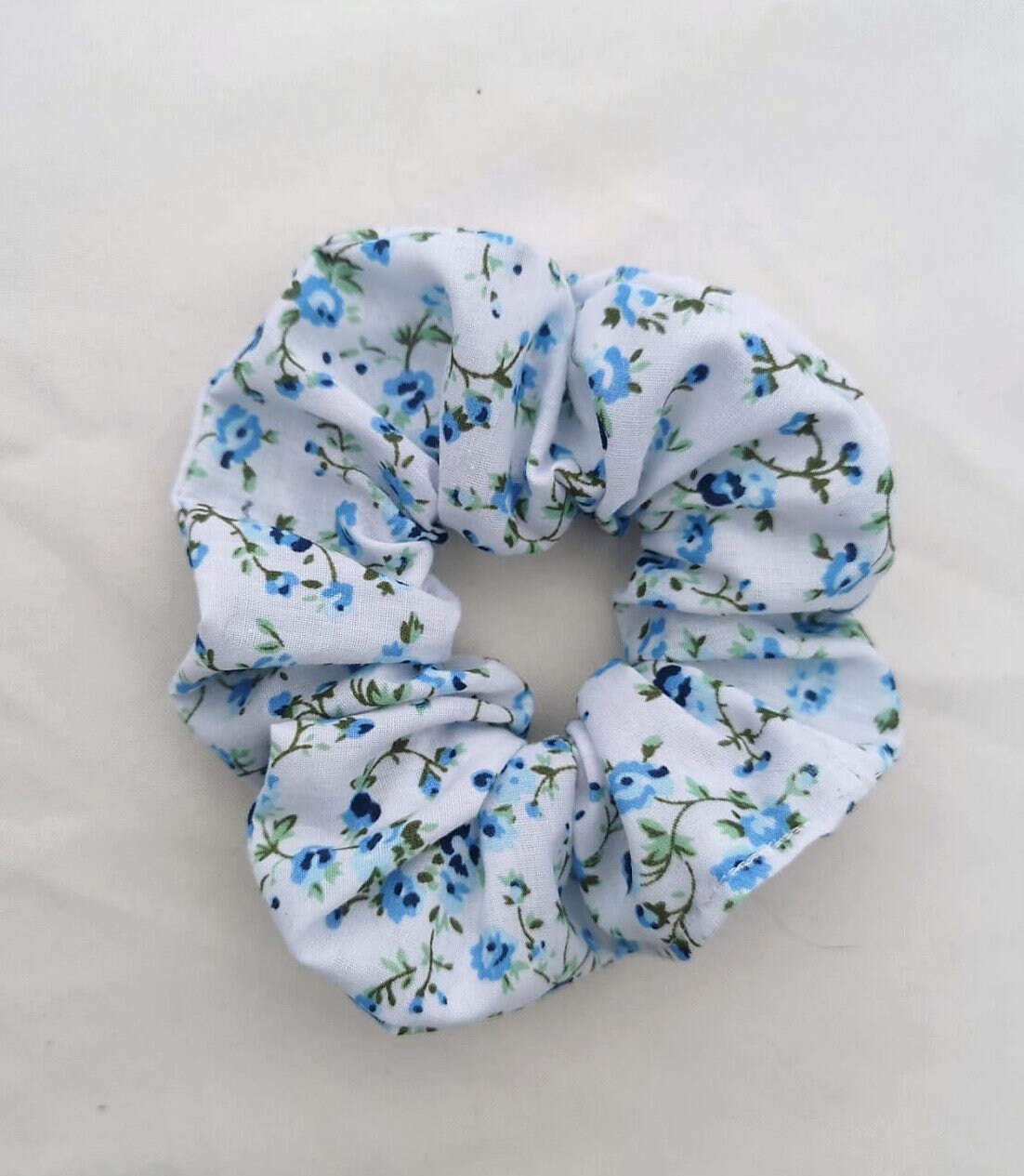 Flower Scrunchies Floral Scrunchie Blue Flowers Hair Tie | Etsy