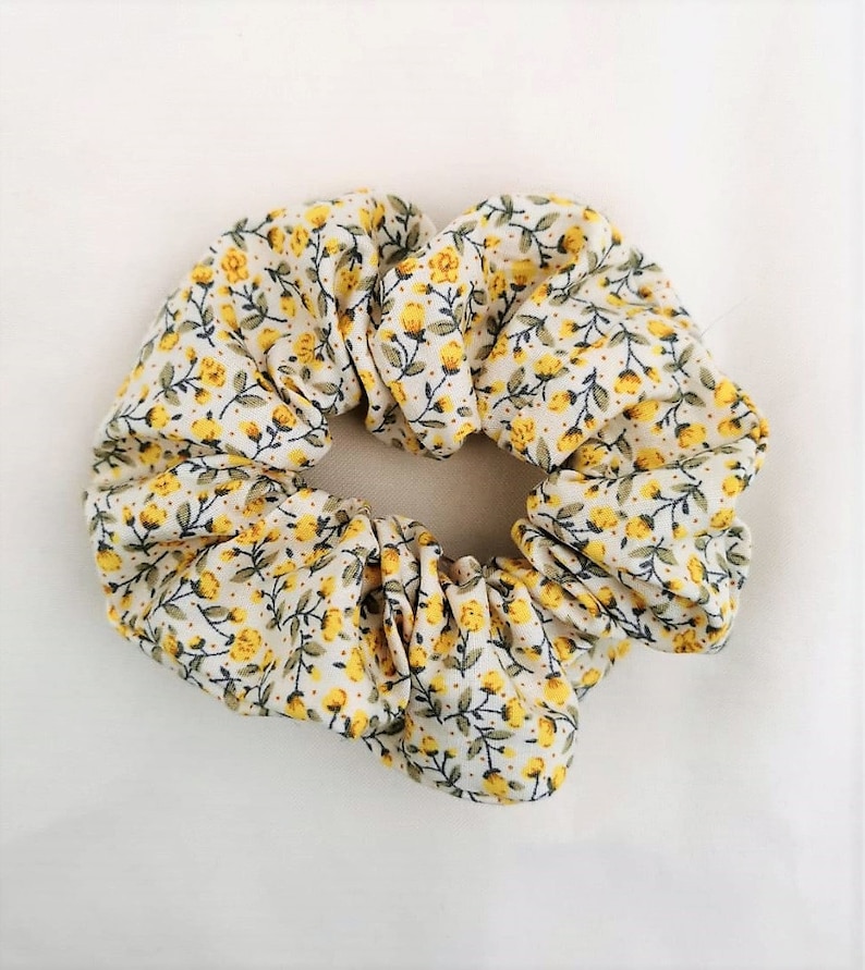 Yellow Floral Scrunchies Flower Scrunchy Hair Scrunchies | Etsy