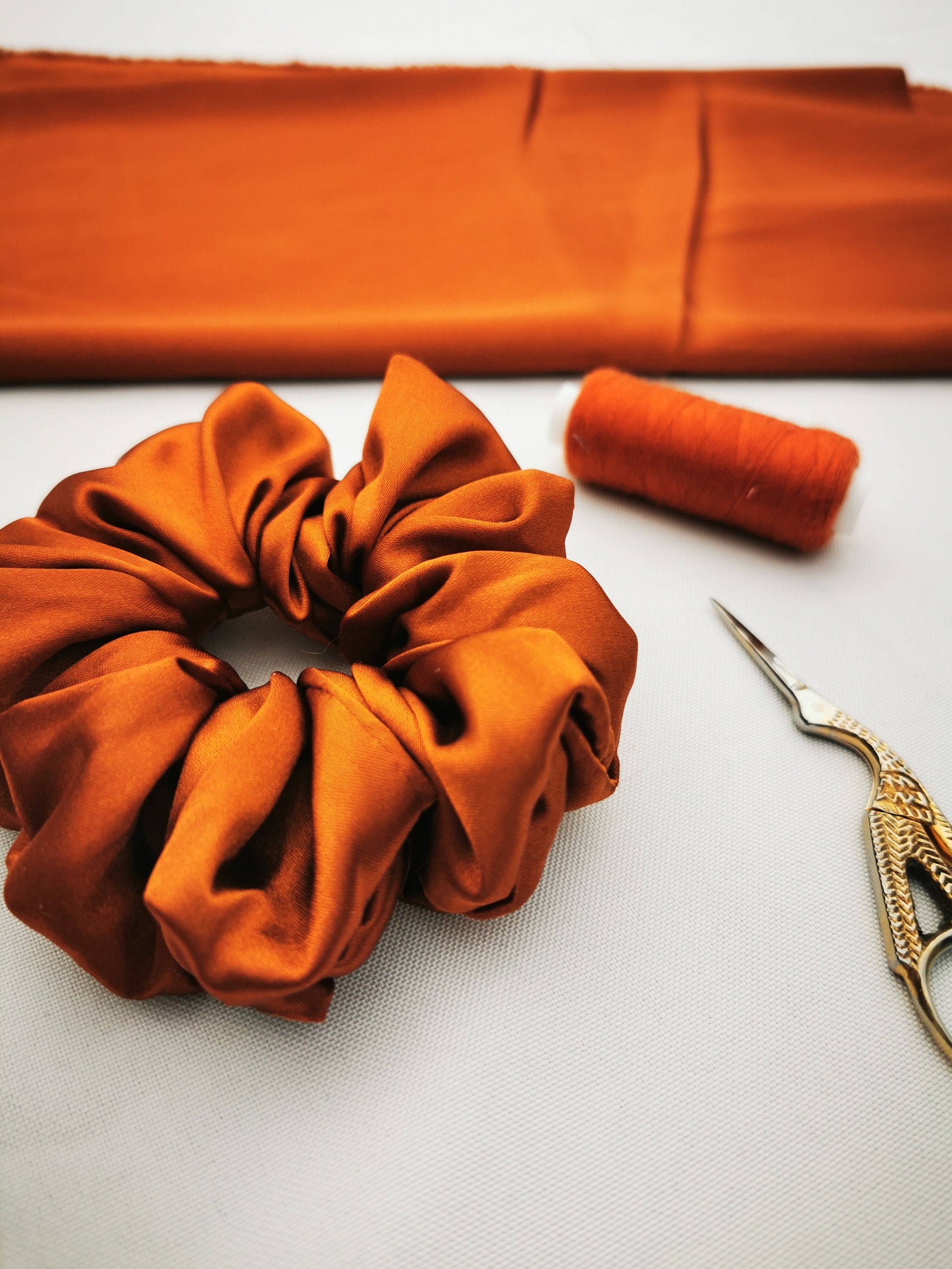 Burnt Orange Satin Scrunchie, Copper Scrunchies, Satin Scrunchy, Hair ...