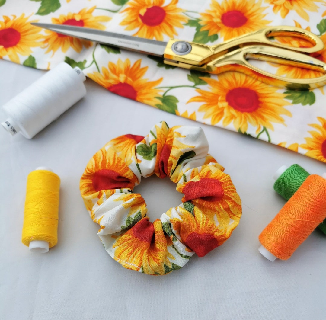 Sunflower Scrunchie, Floral Scrunchies, Flower Scrunchy, Sunflower Hair ...