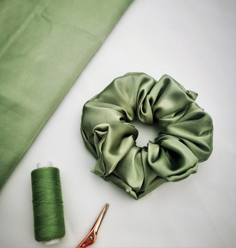 Sage Green Satin Scrunchie Green Scrunchies Satin Scrunchy - Etsy