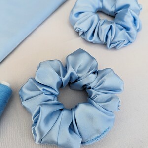 Pale Blue Satin Scrunchie, Baby Blue Scrunchies, Satin Scrunchy, Hair ...
