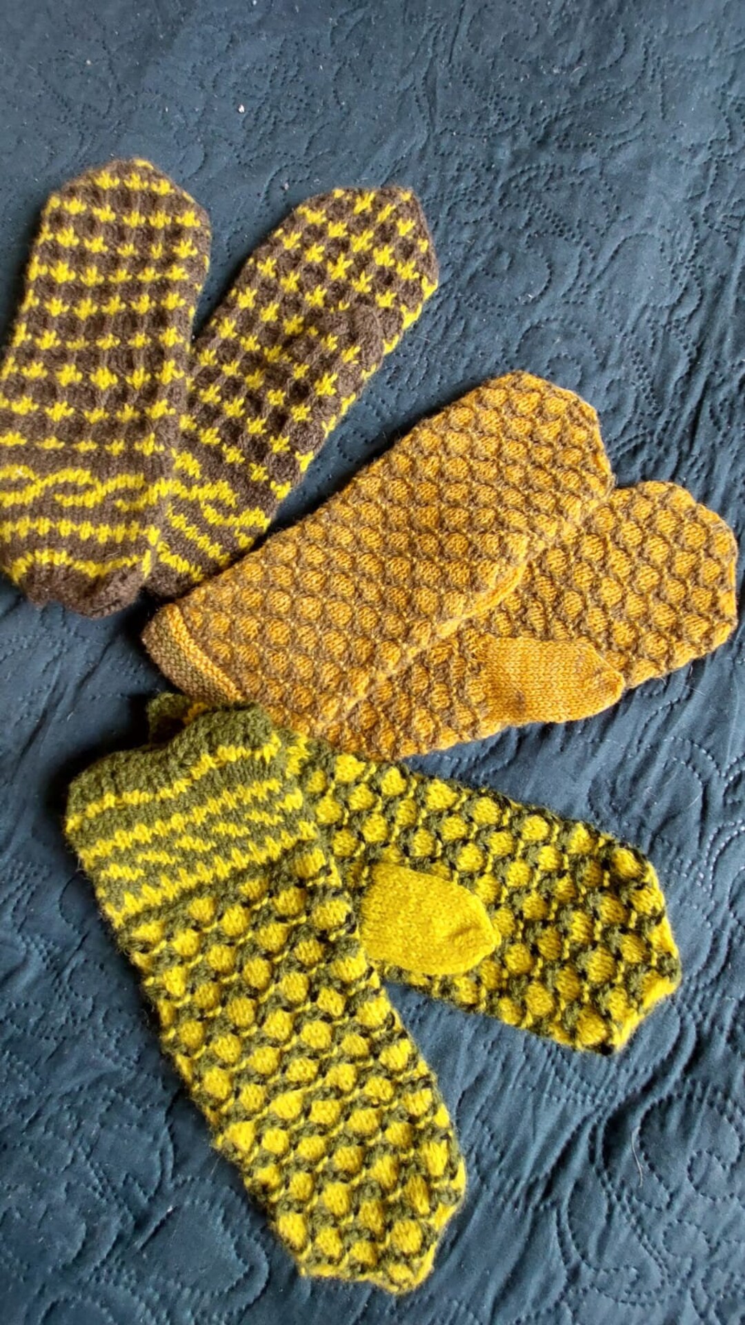 Hand Knitted Winter Mittens, Multi Color Mittens With Pattern, Wool ...