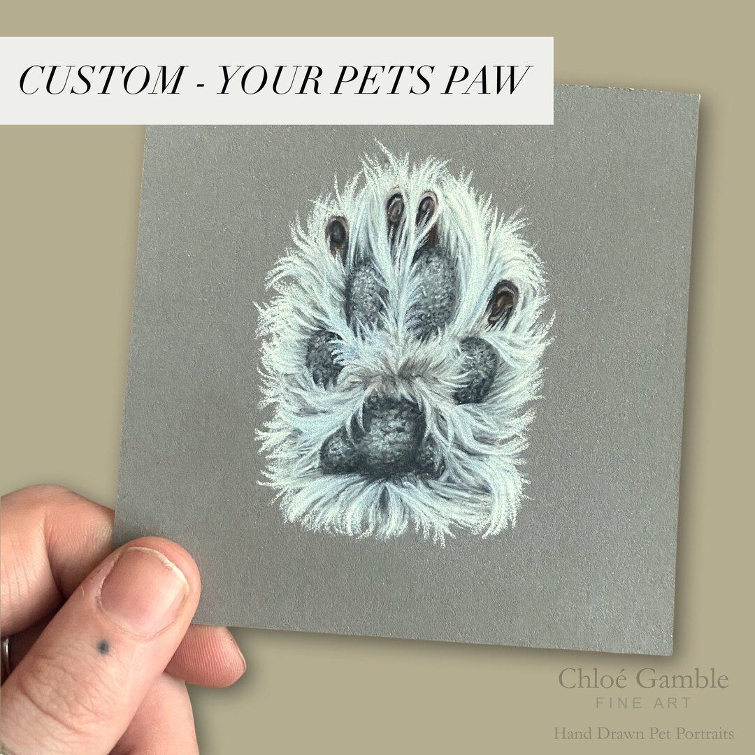 Mini Pawtrait ~ 6x4” Pastel Drawing of Pets Paw Print ~ CUSTOM ...