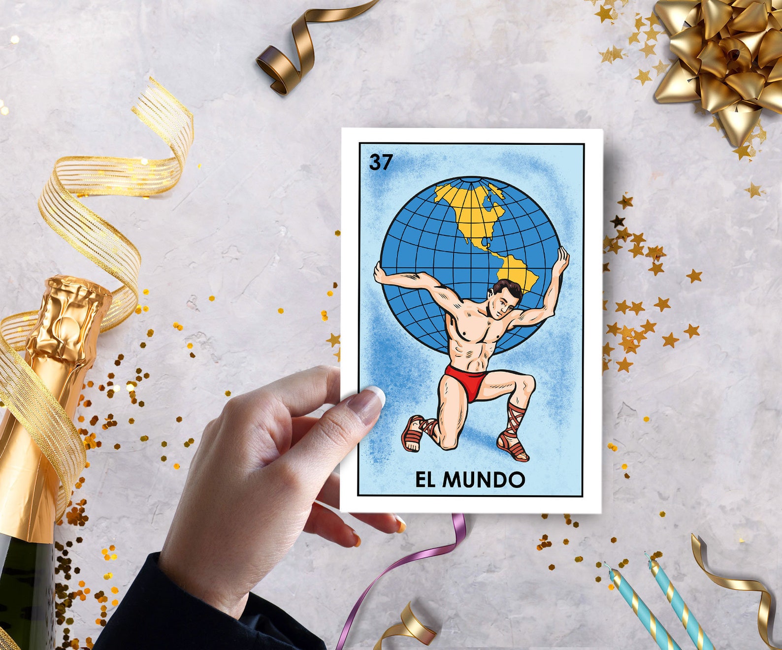 El mundo El mundo card Loteria card loteria greeting | Etsy