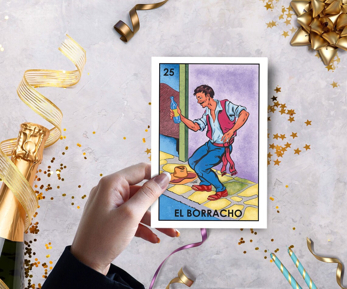 El Borracho El Borracho card Loteria card loteria greeting | Etsy