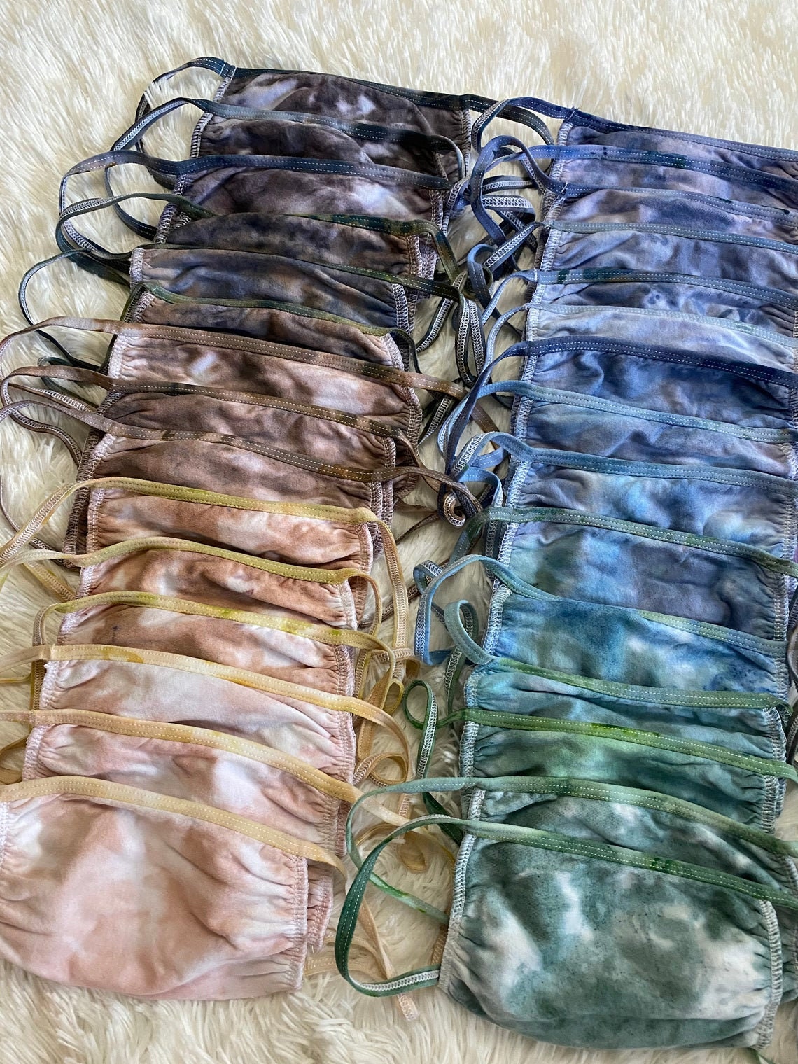 Tie-dye Face Mask, Shades of Blue & Green | 100% Cotton Face Covering ...