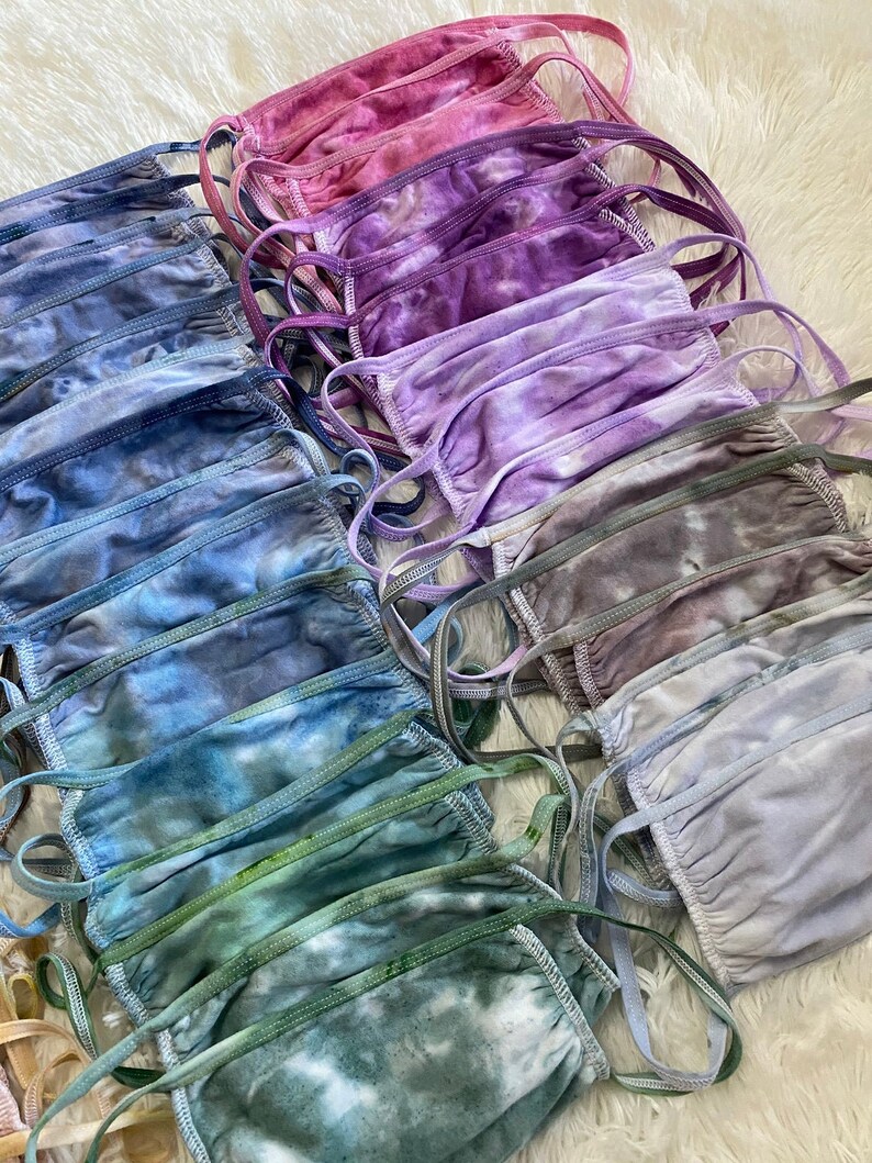 Tie-dye Face Mask, Shades of Blue & Green | 100% Cotton Face Covering ...
