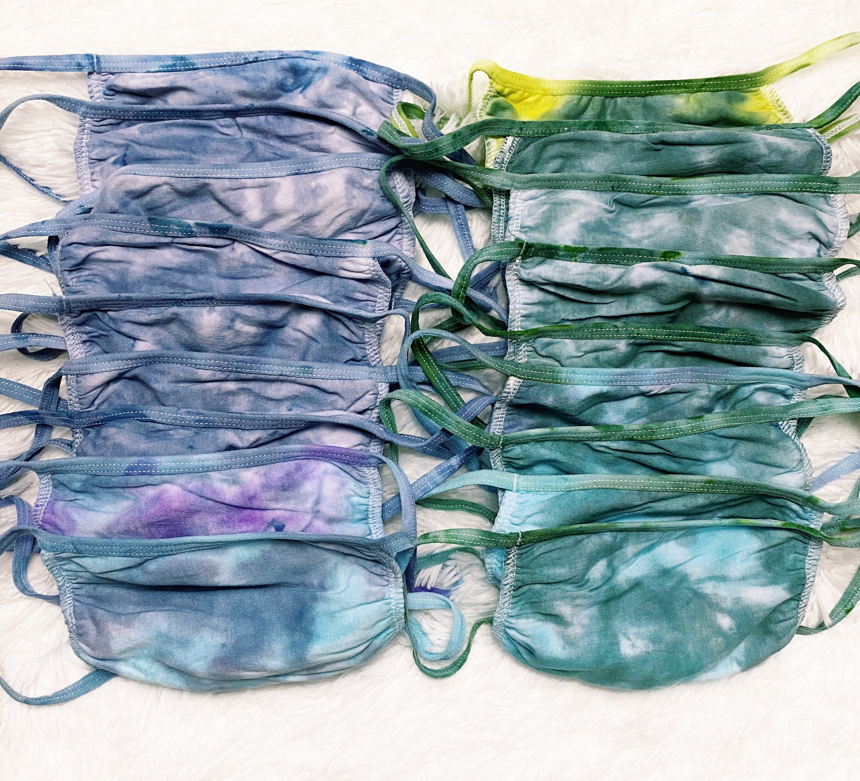Tie-dye Face Mask, Shades of Blue & Green | 100% Cotton Face Covering ...