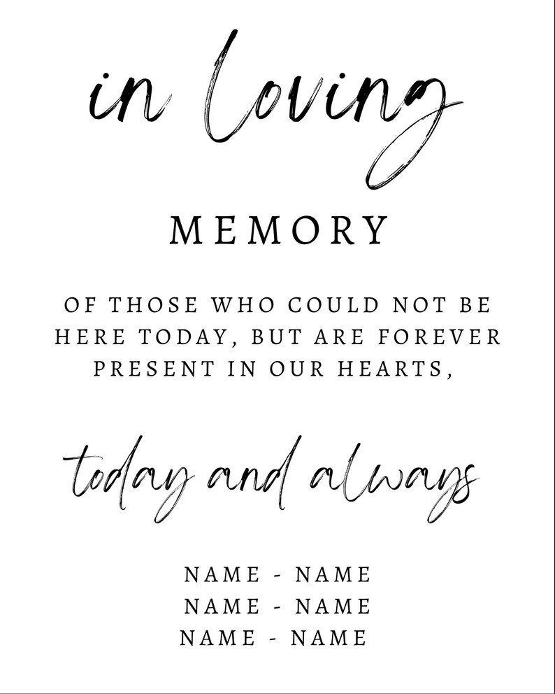 Memory Table Sign Template - Etsy