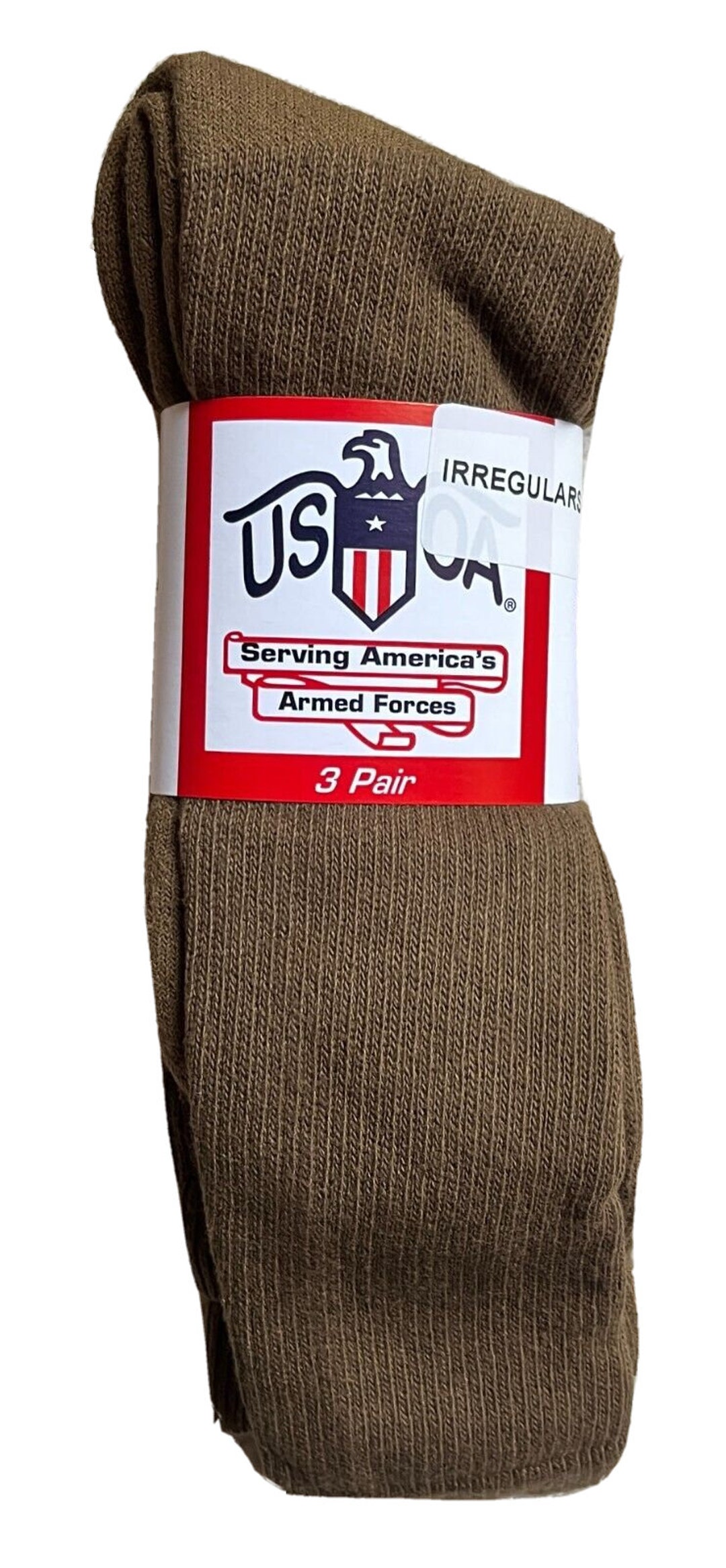 USGI USOA Boot Socks Anti-microbial 3-PAIRS Brown Multiple Sizes Brand ...