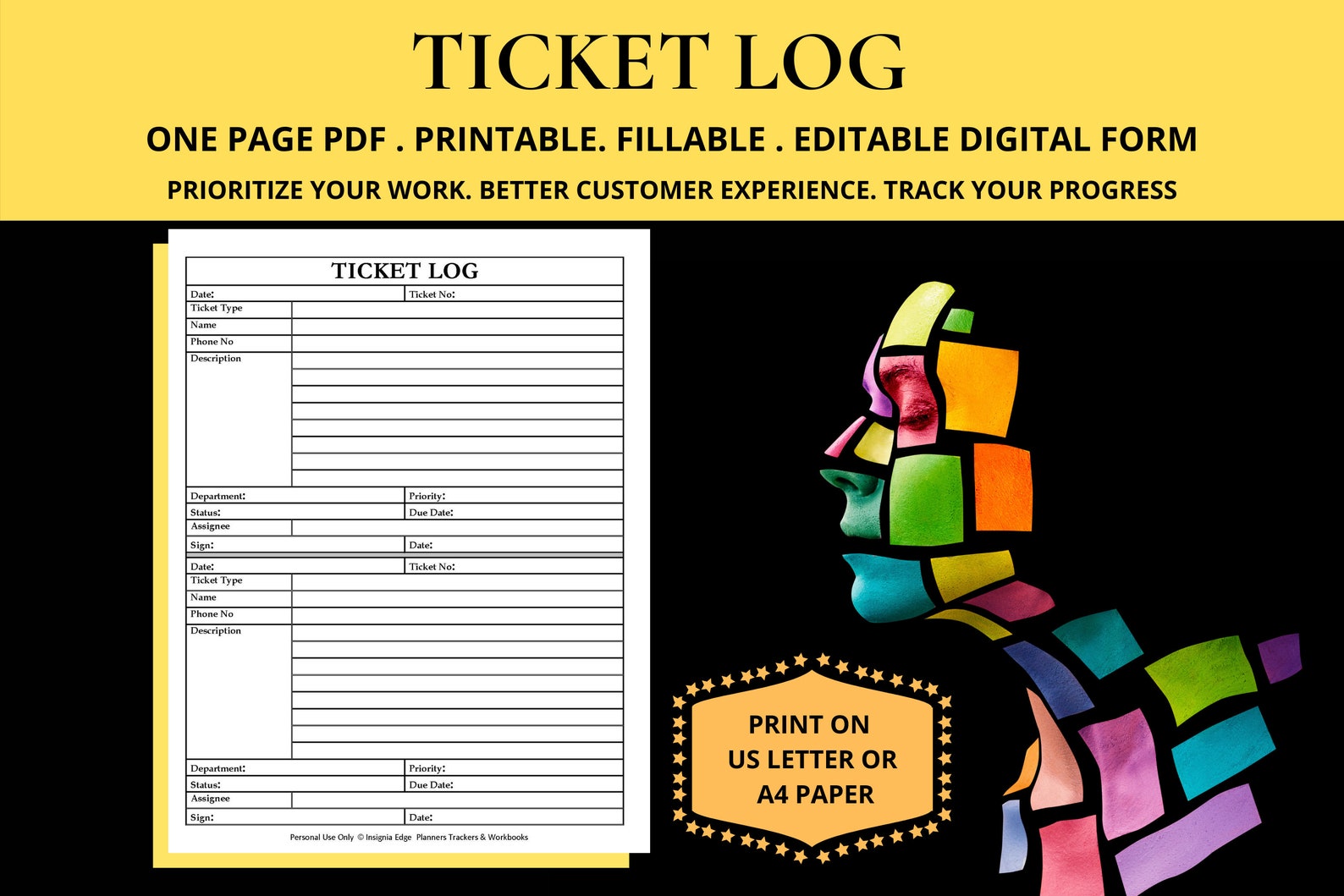 Ticket Log Ticket Book Log Ticket - Etsy