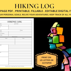 Hiking Log Book Template Hiking Journal Book Hikers Notebook Hiking ...