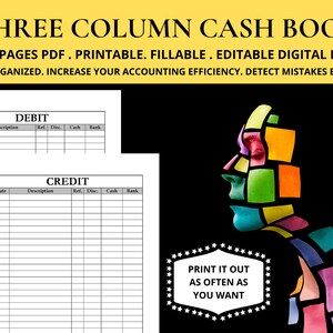 Three Column Cash Book Format Triple Column Cash Book 3 Column - Etsy