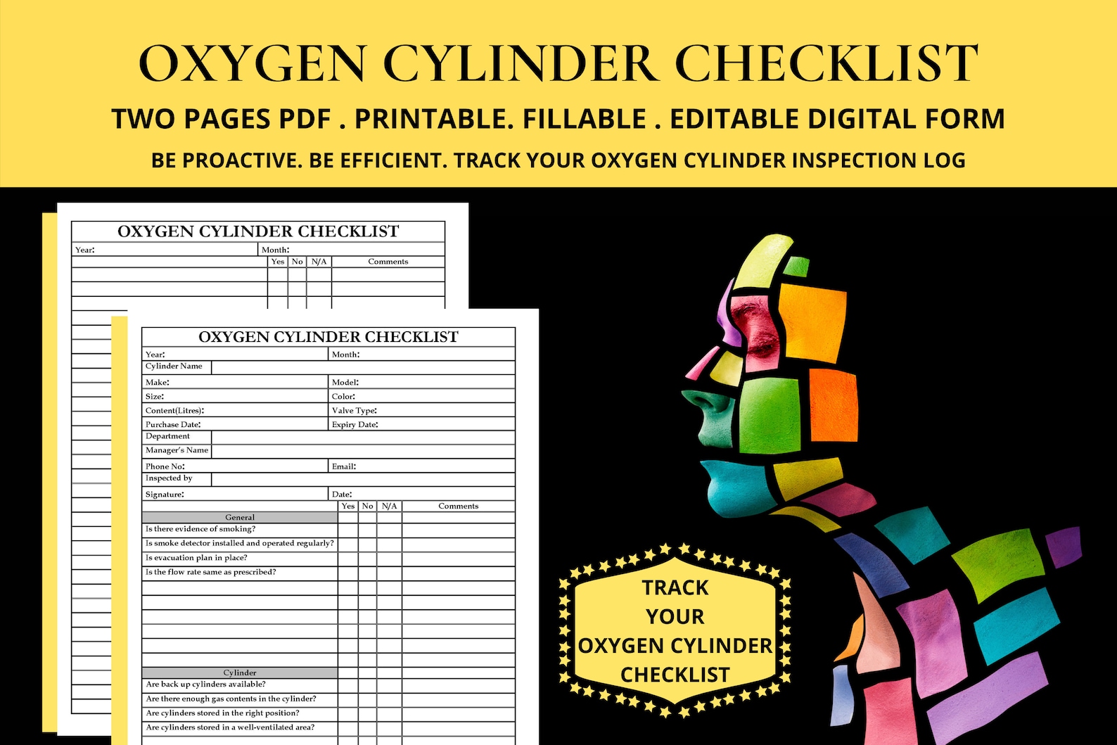 Oxygen Cylinder Checklist Oxygen Cylinder Safety Check Log Etsy UK