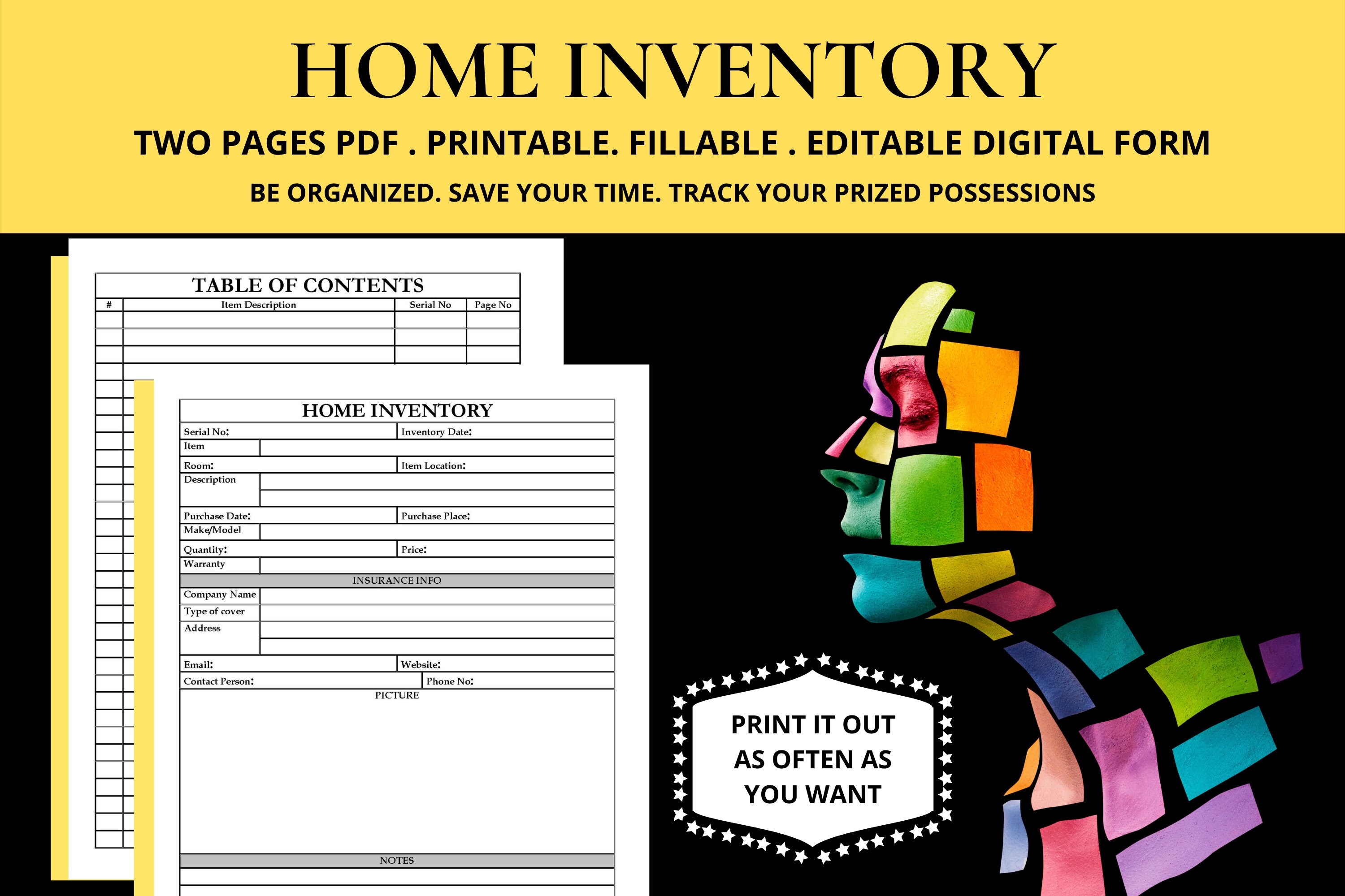Home Inventory Checklist Template Home Contents Insurance Inventory ...