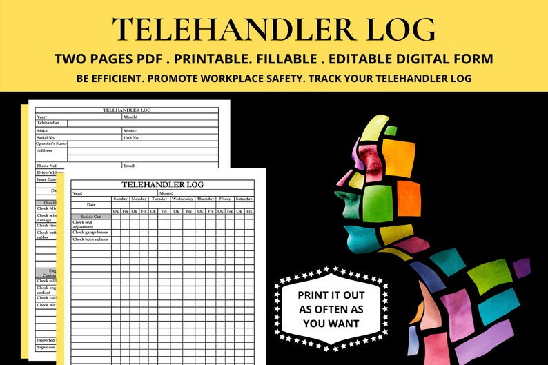 Telehandler Log Book Telehandler Daily Inspection Checklist Telehandler ...