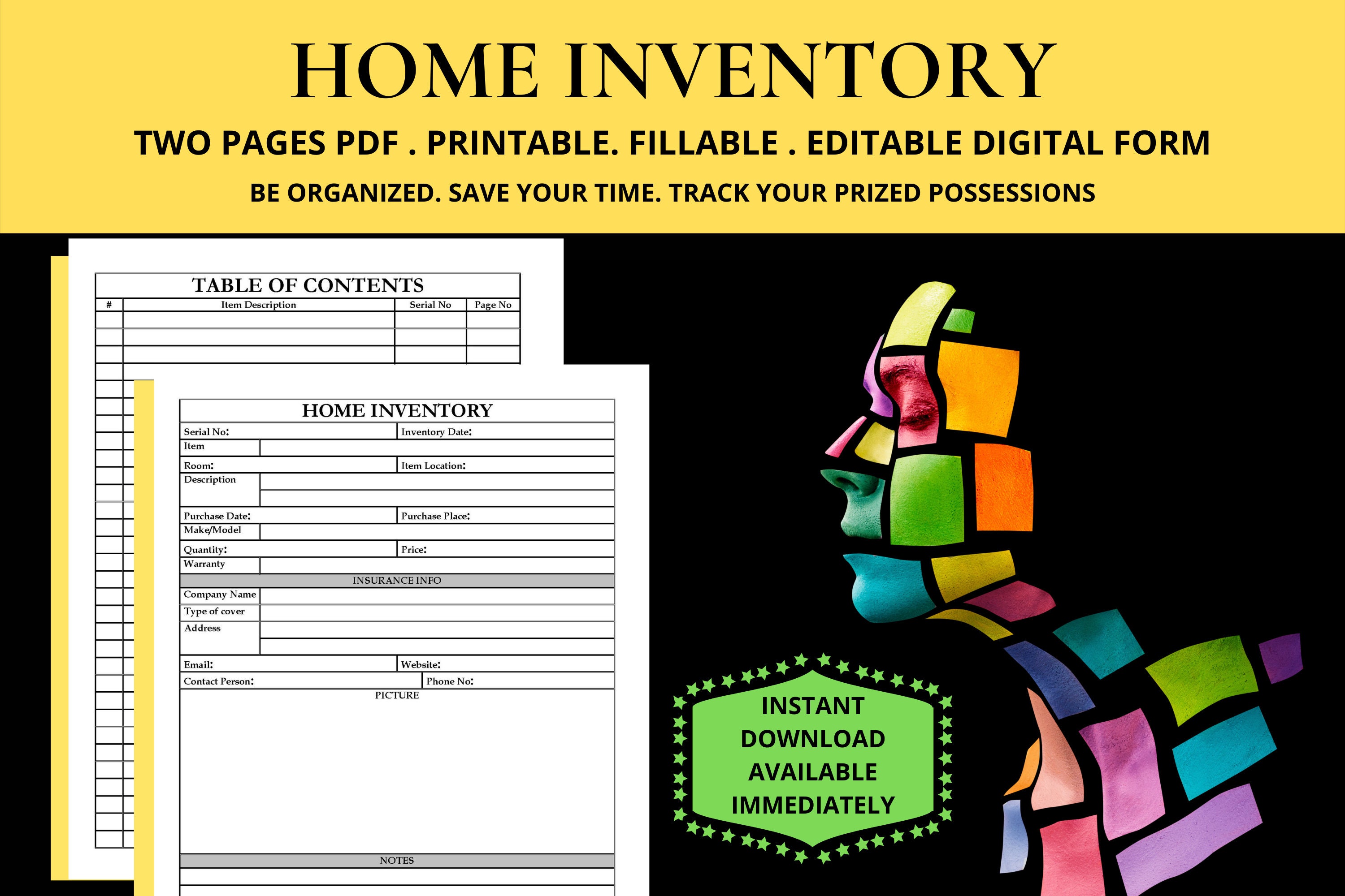 Home Inventory Checklist Template Home Contents Insurance Inventory ...