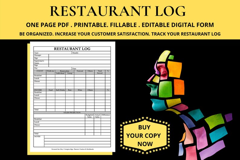 Restaurant Logbook Book Template Format Restaurant Manager Daily Report ...