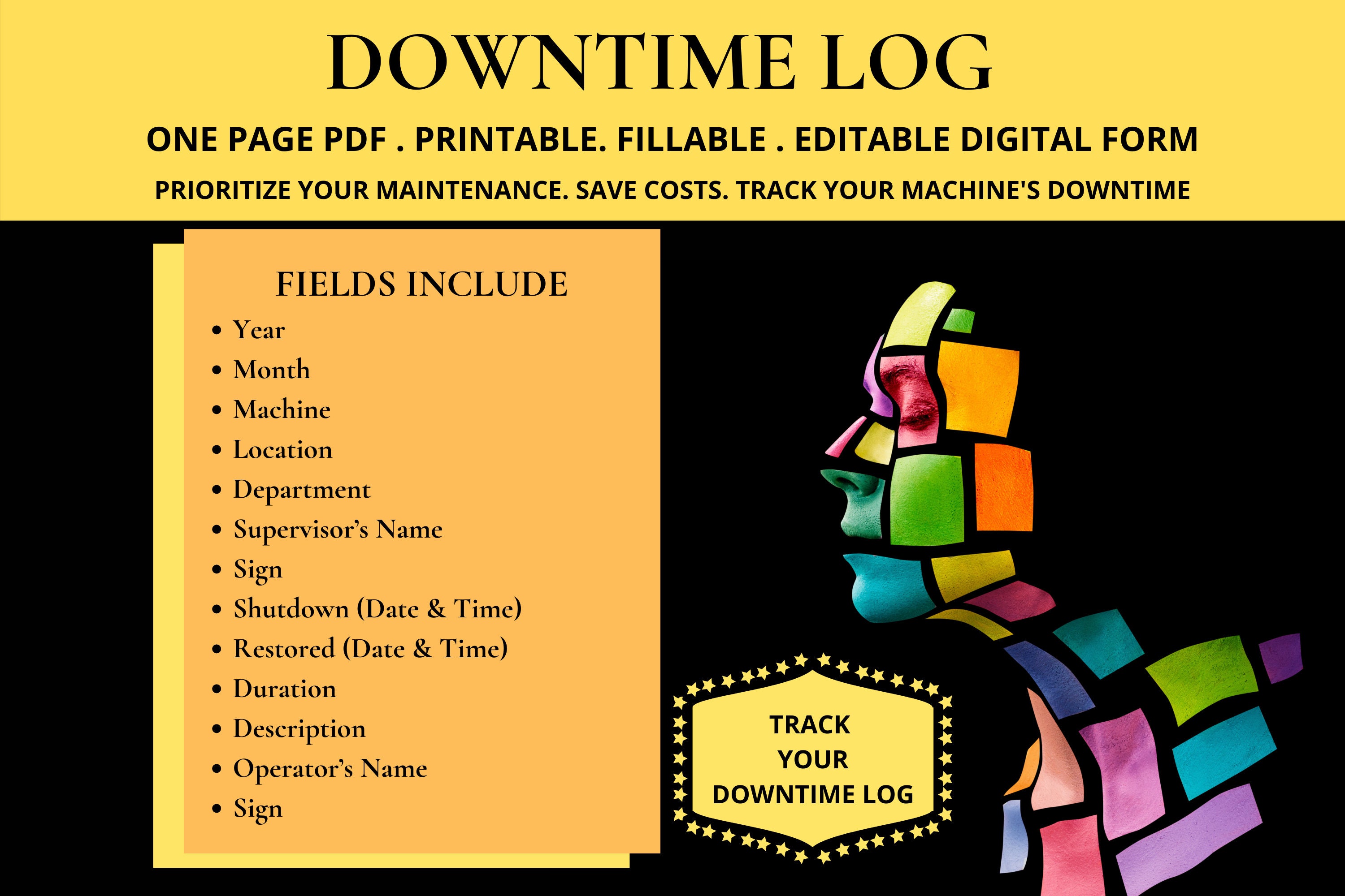 Downtime Log Machine Breakdown Report Template Downtime Tracking ...