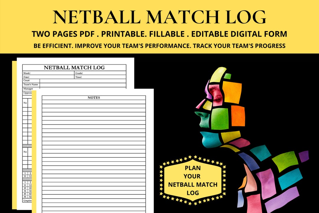 Netball Matches Log Netball Team Sheet - Etsy