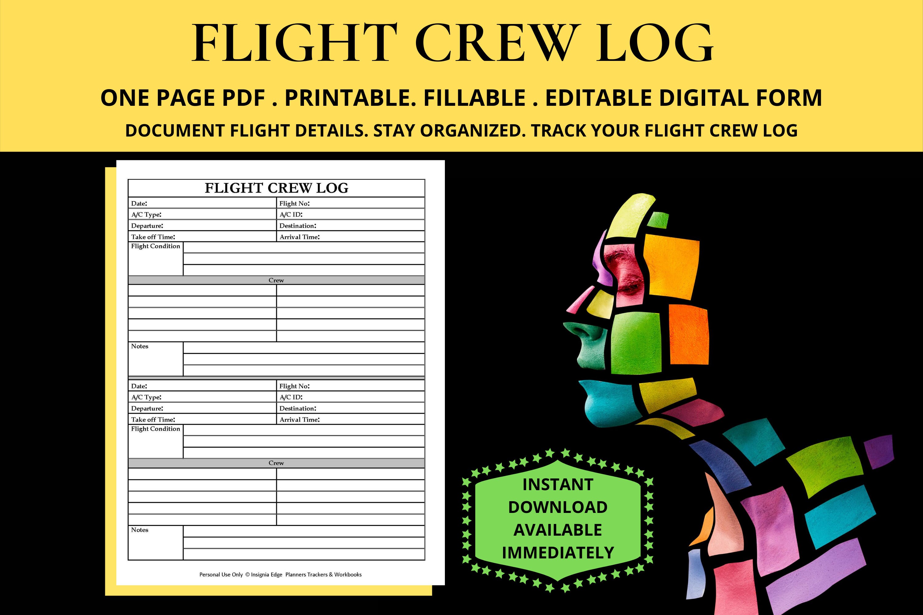Flight Crew Log Book Crew Commander Log - Etsy