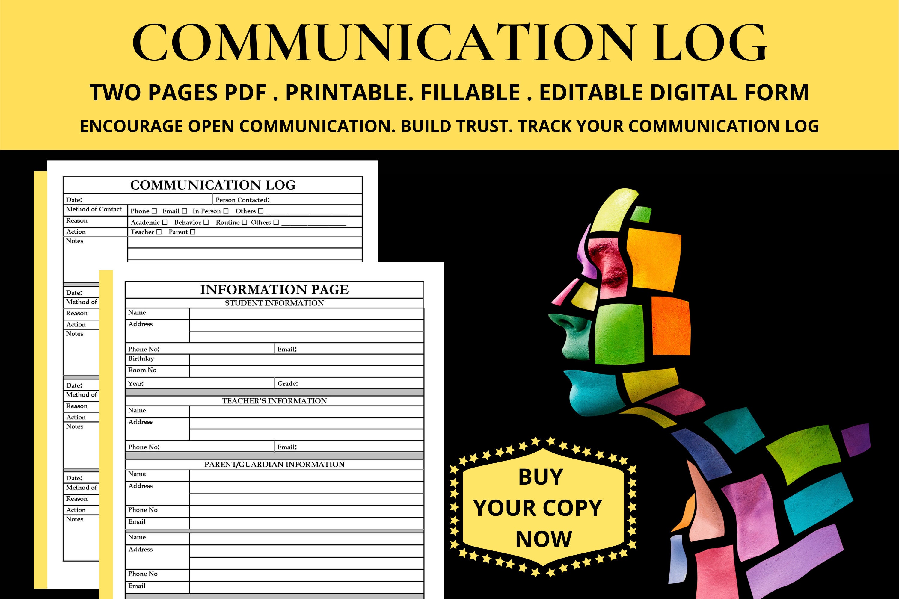 Daily Communication Log Template for Parents and Teachers Home School ...