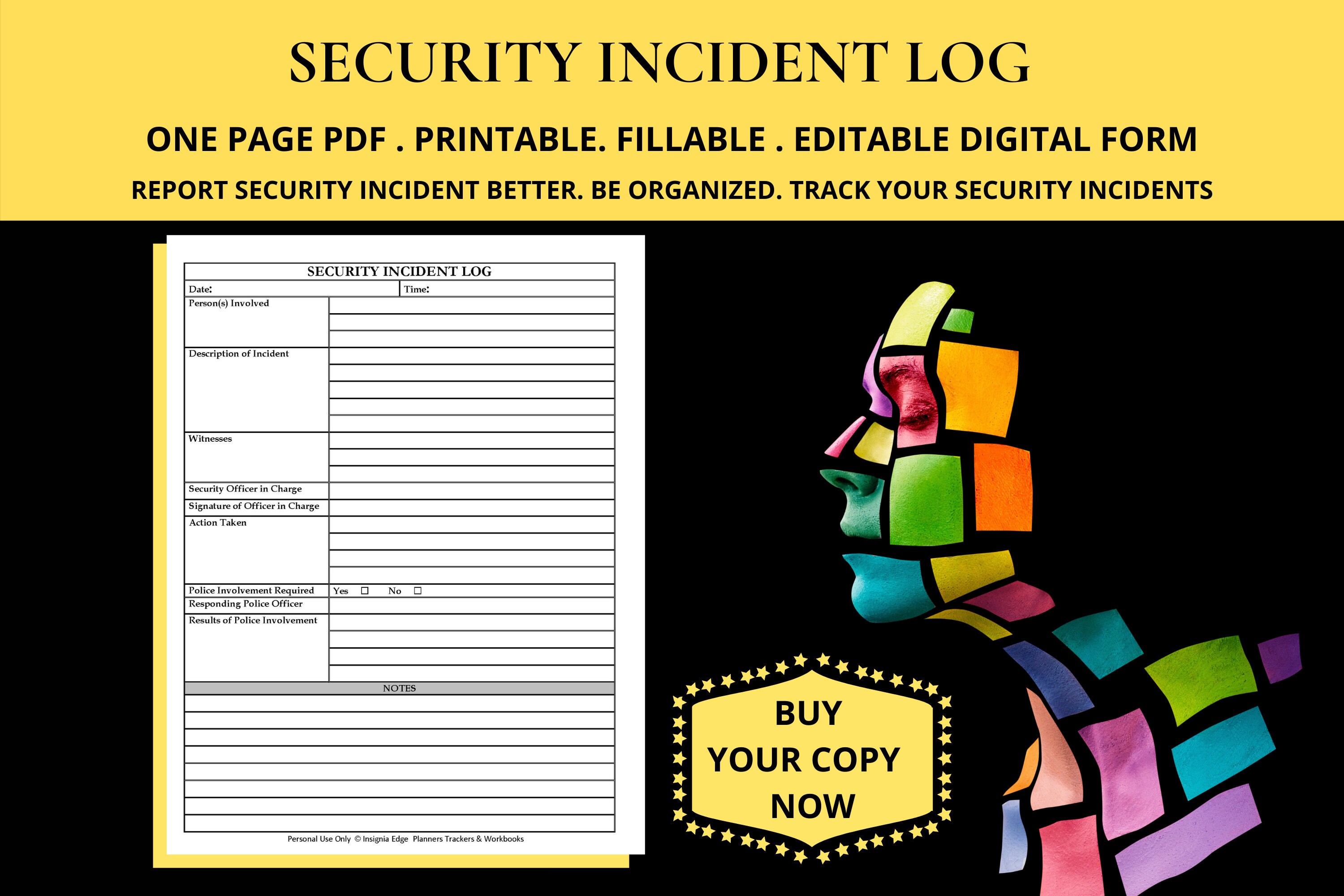 Security Incident Log Book Security Log Monitoring Management Security ...