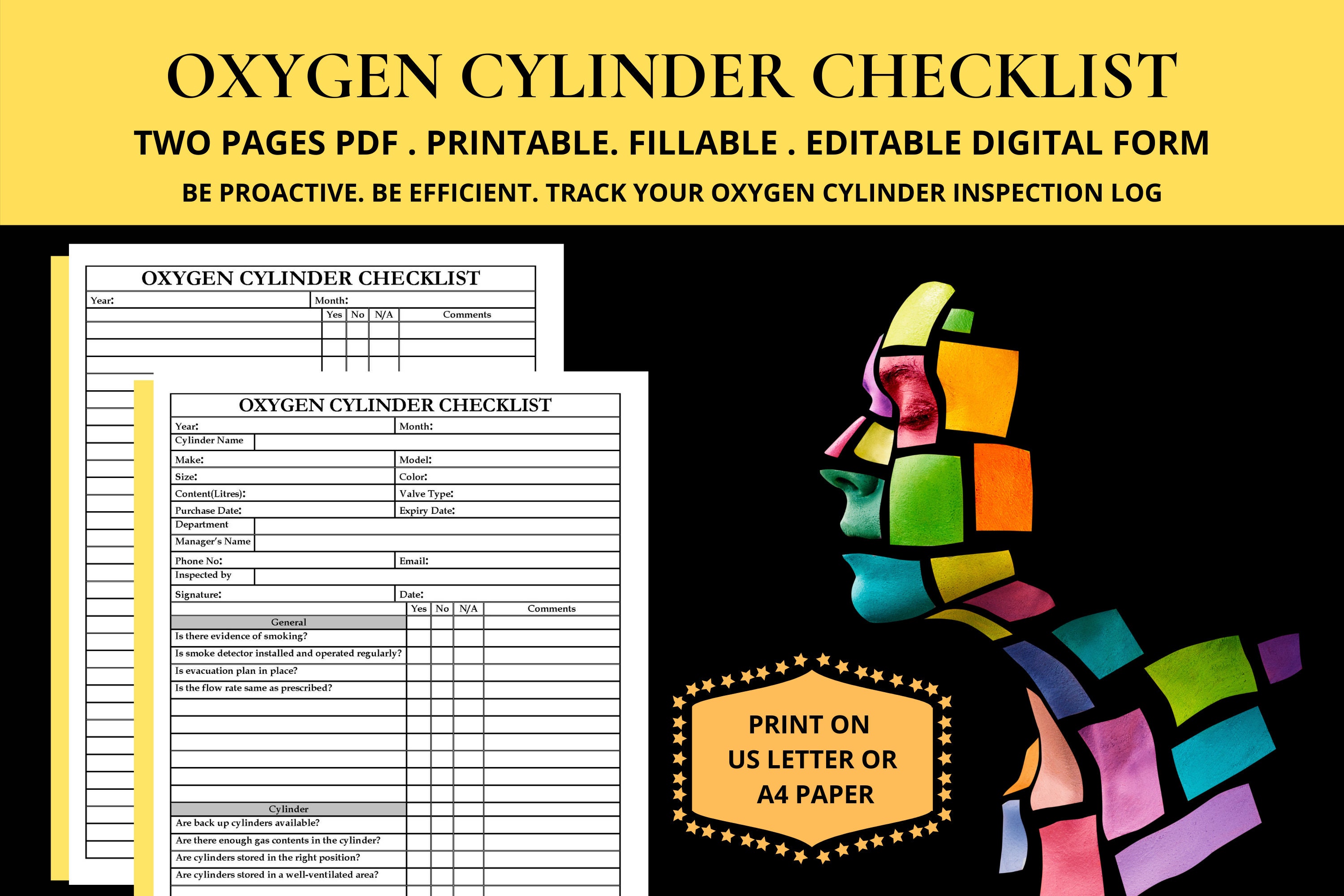 Oxygen Cylinder Checklist Oxygen Cylinder Safety Check Log Oxygen Tank ...