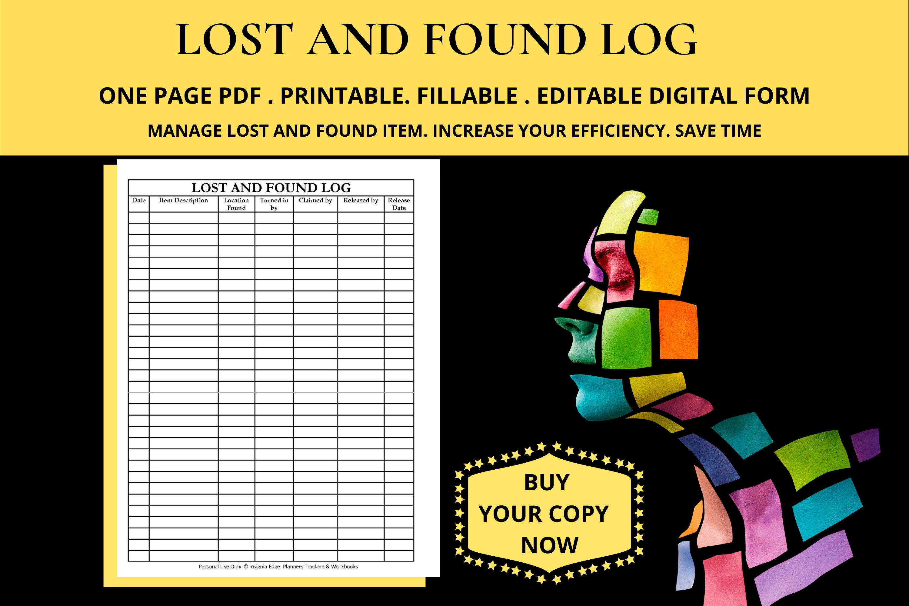 Airport Lost & Found Log Lost and Found Tracker Lost Property Book ...