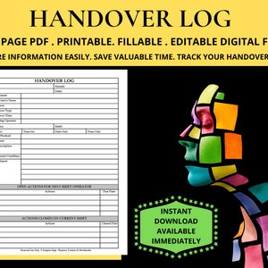 Handover Log Paper Book Template Word Shift Handover Report Template ...