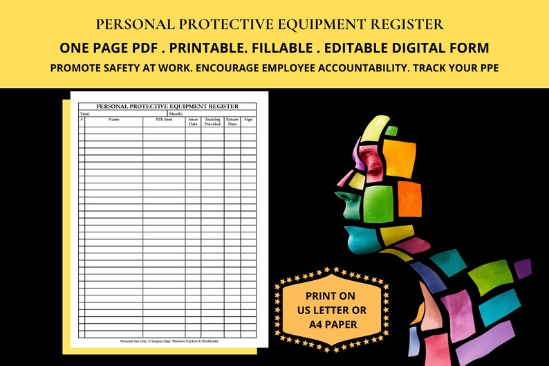 Personal Protective Equipment Register & Usage Log Template PPE Record ...