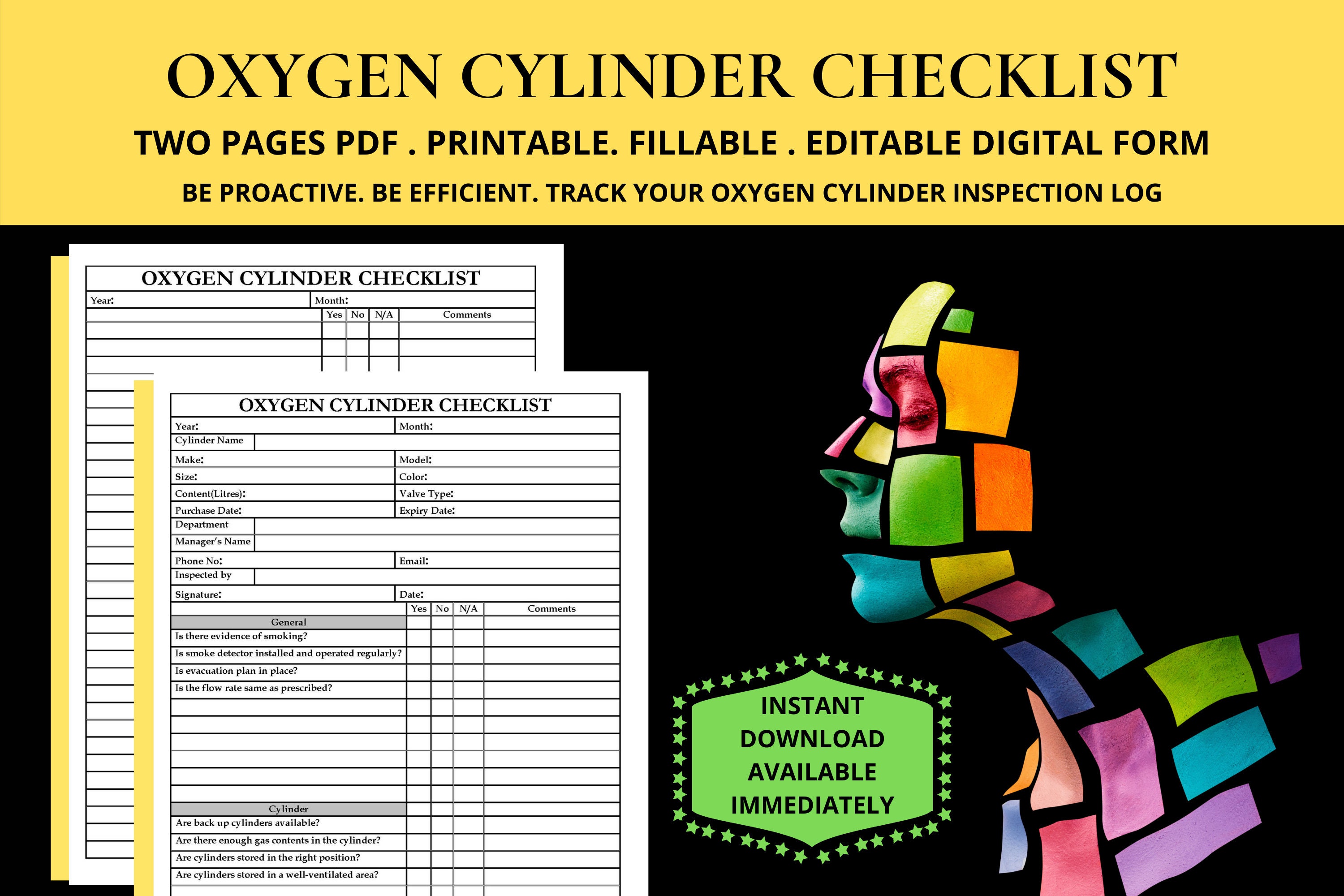 Oxygen Cylinder Checklist Oxygen Cylinder Safety Check Log Oxygen Tank ...