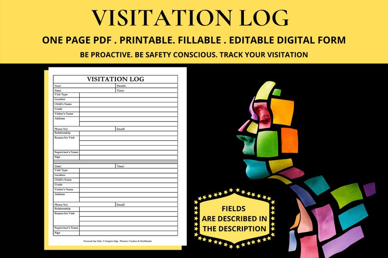Visitation Log Template Child Custody Planner Log Journal Parental ...