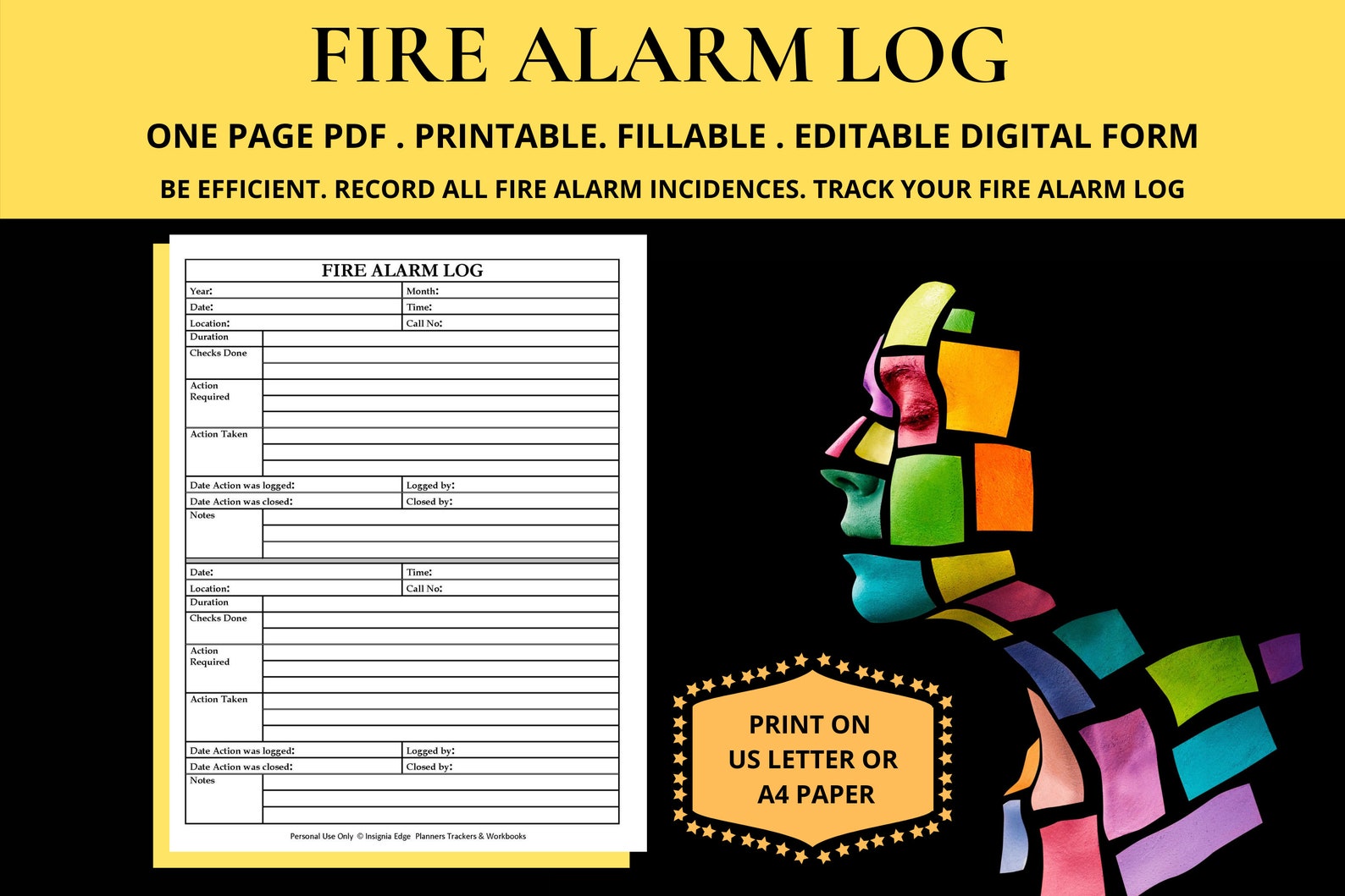 Fire Alarm Log Book Template Fire Test Log Record Register Book Weekly ...