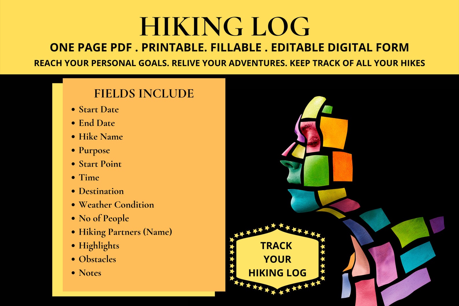 Hiking Log Book Template Hiking Journal Book Hikers Notebook Hiking ...