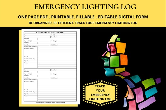 Emergency Lighting Log Book Template Emergency Lighting Test | Etsy UK