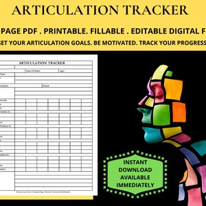 Articulation Tracker Speech Therapy Goals Planner Speech Therapy ...